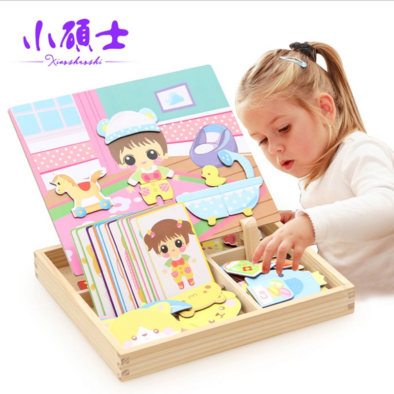 3D Magnetic Wooden Puzzle Sticker Set For Children - Kid Loves Toys