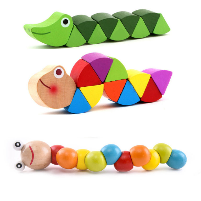 Colorful Flexible Wooden Worm Puzzles for Kids - Kid Loves Toys